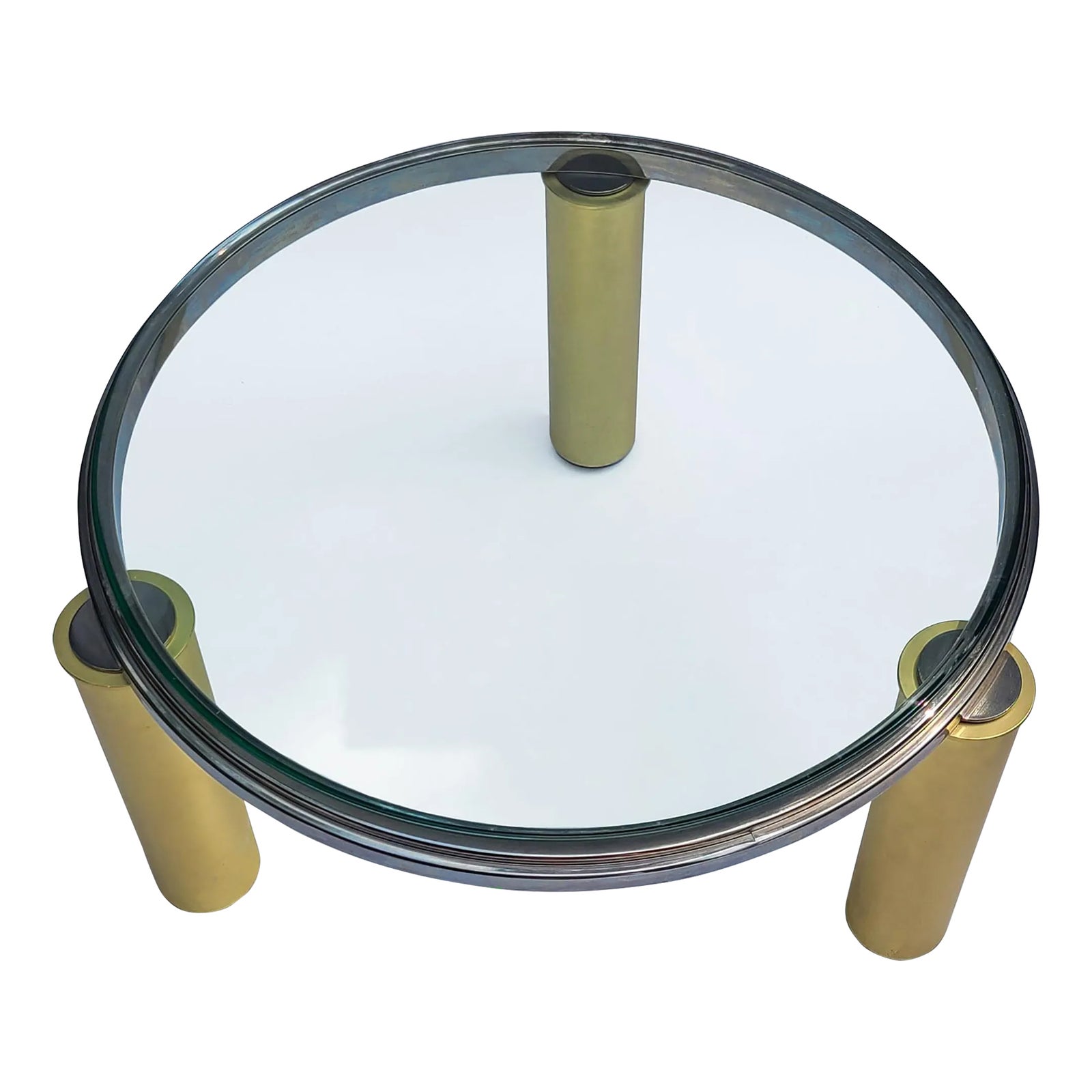 Late 20th Century Postmodern Satin Gold Tubular Round Glass Cocktail ...