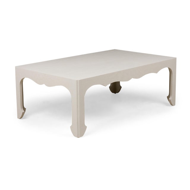 Asian Contemporary Style Light Gray Colored Raffia Wrapped Coffee Table ...