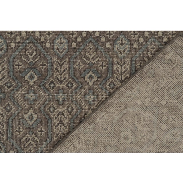 Rug & Kilim’s Distressed Tribal Style Rug in Gray and Blue Geometric ...