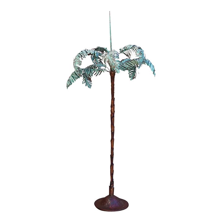 Mid-Century Sculptural Copper Palm Tree Floor Lamp | Chairish