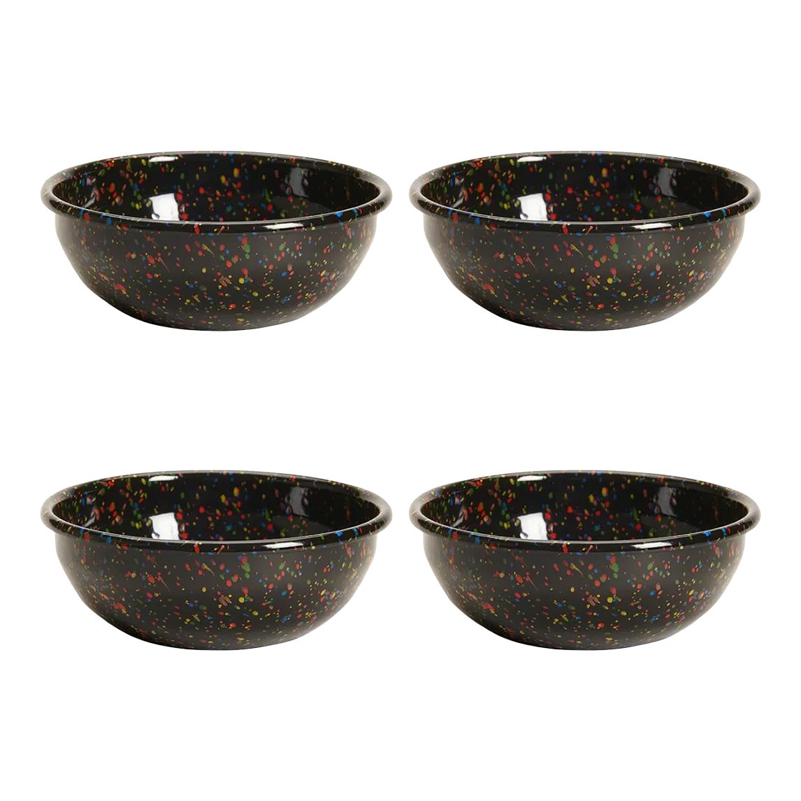 Crow Canyon Home Enamelware, Rainbow Falls 24 oz. Cereal Bowls in Black ...