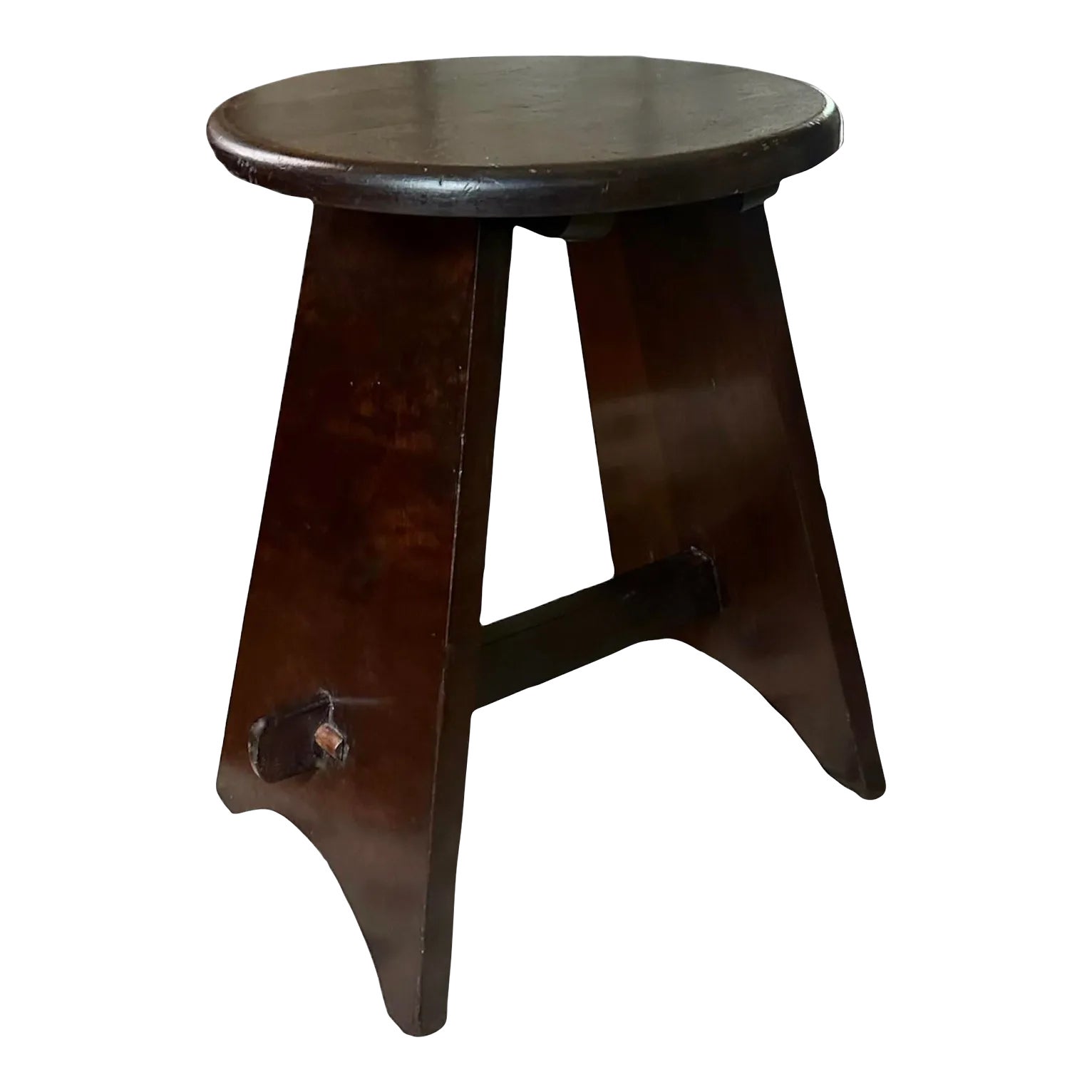 Antique Arts & Crafts / Mission Wood Splay Leg Stool With Mortise and ...