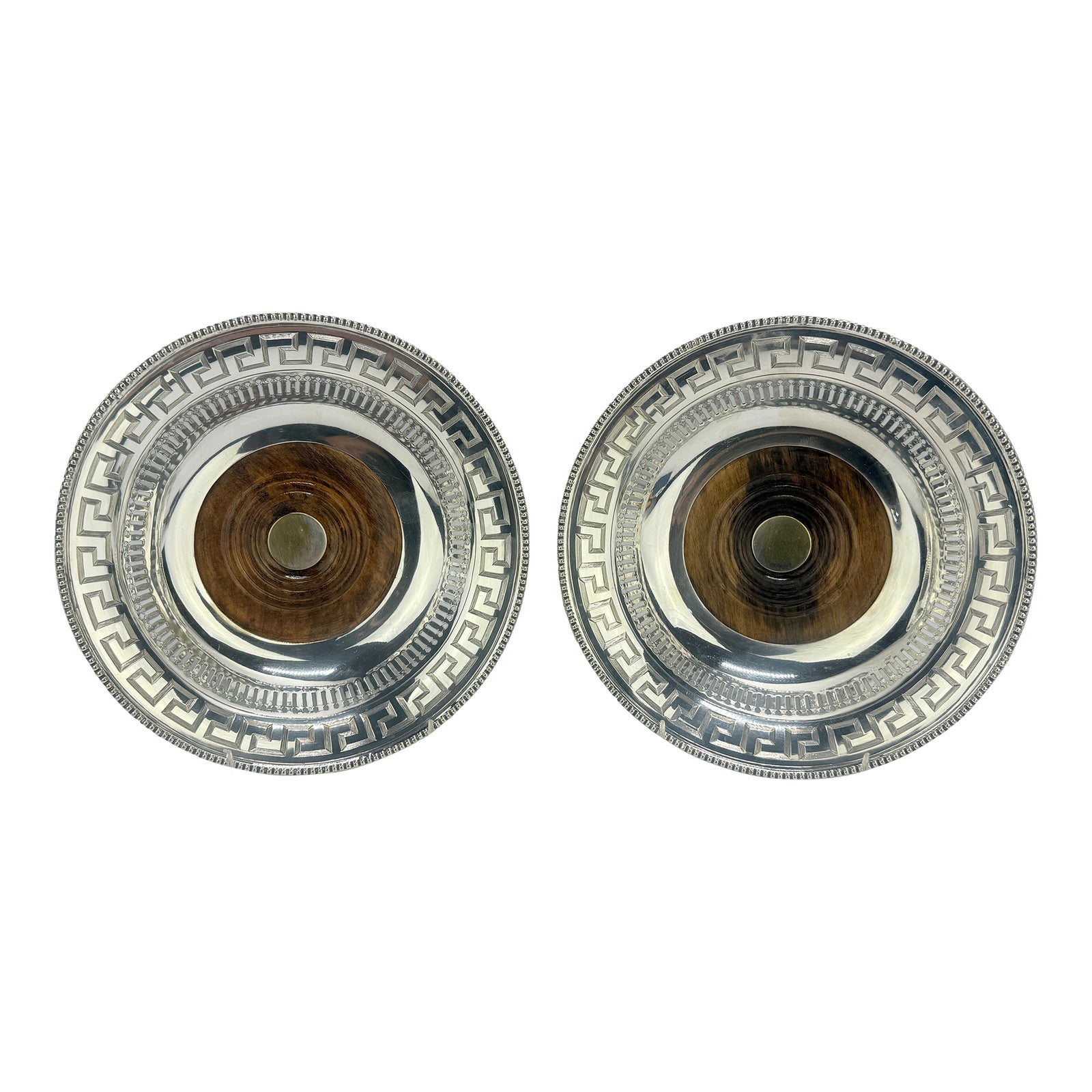 19th Century Old Sheffield Plate Regency Greek-Key Coasters - a Pair ...