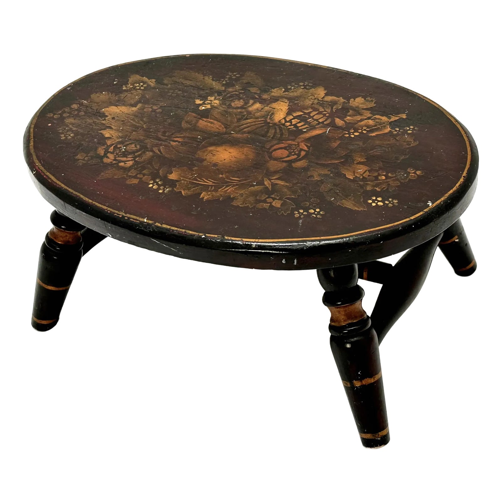 Beautiful Antique American Hand Made Wood Footstool With Faux Rosewood ...