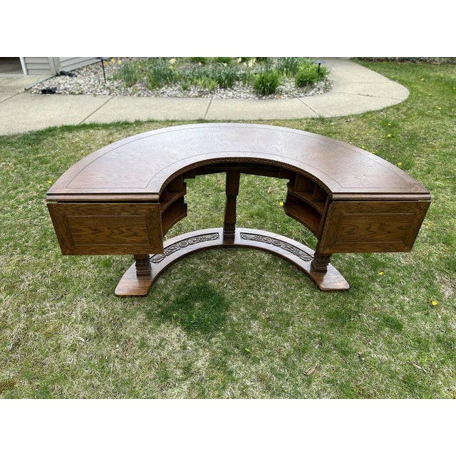 Mid-Century Modern Viking Oak Circular Desk | Chairish