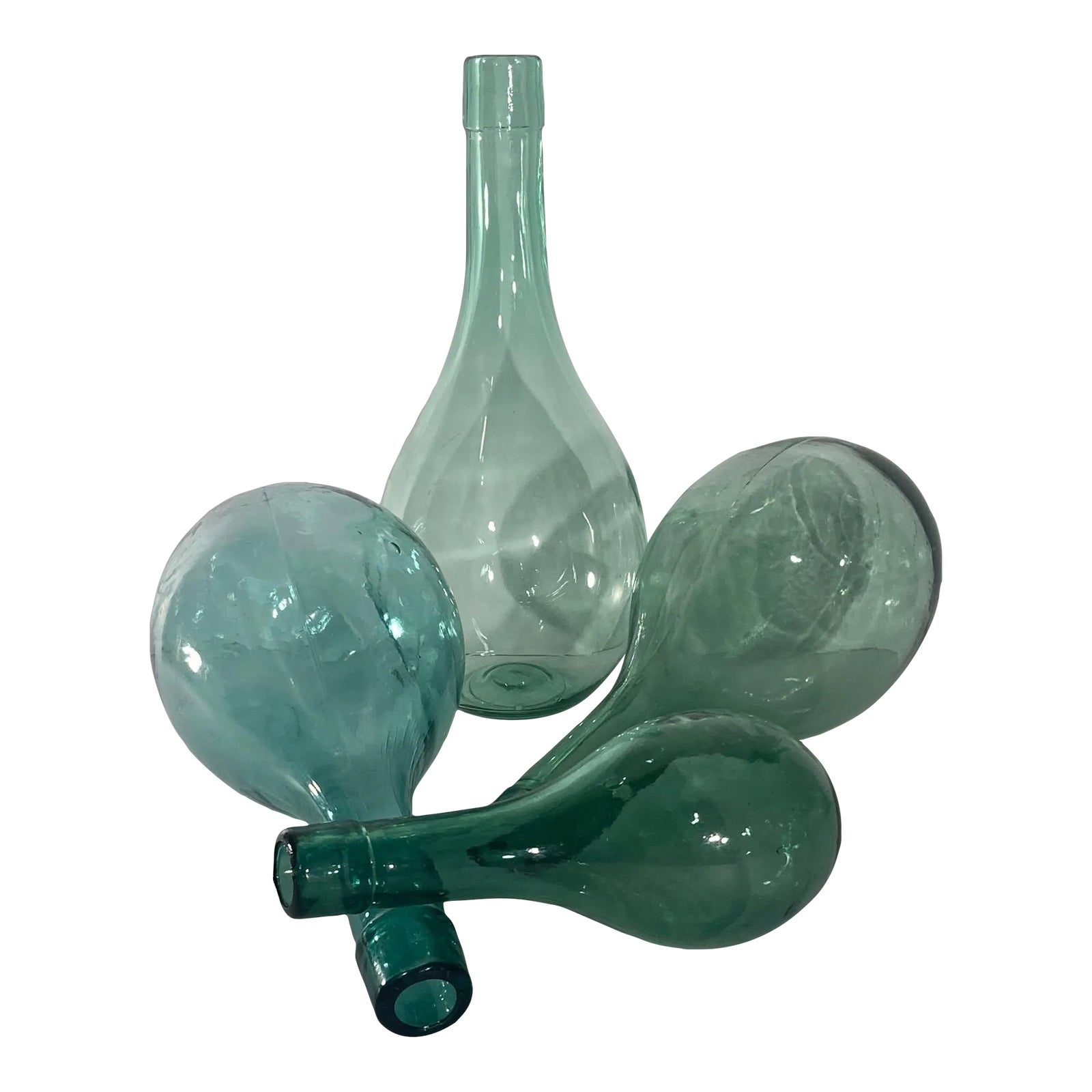 1900s Round Bottom Glass Bottle Collection - Set of 4 | Chairish