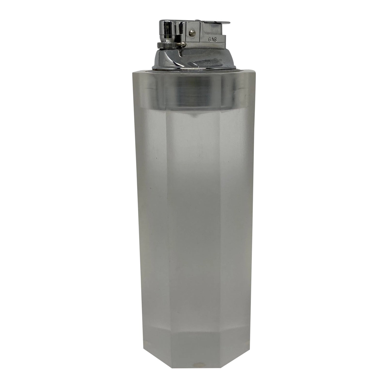 Vintage Opaque Lucite Faceted Table Lighter | Chairish