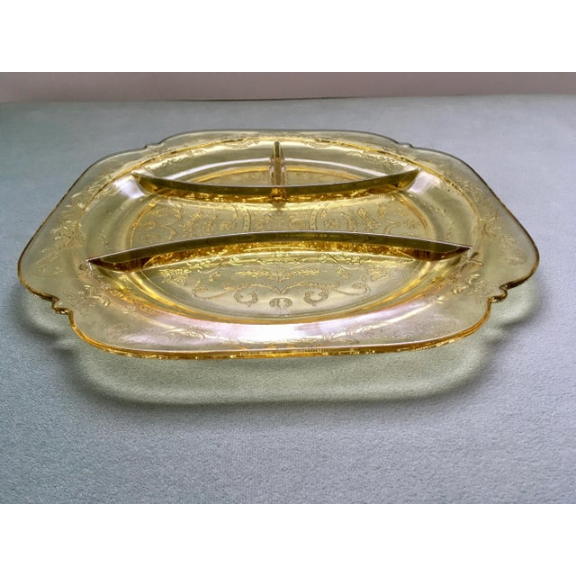 1930’s Federal Glass “Madrid” Divided Glass Plate | Chairish