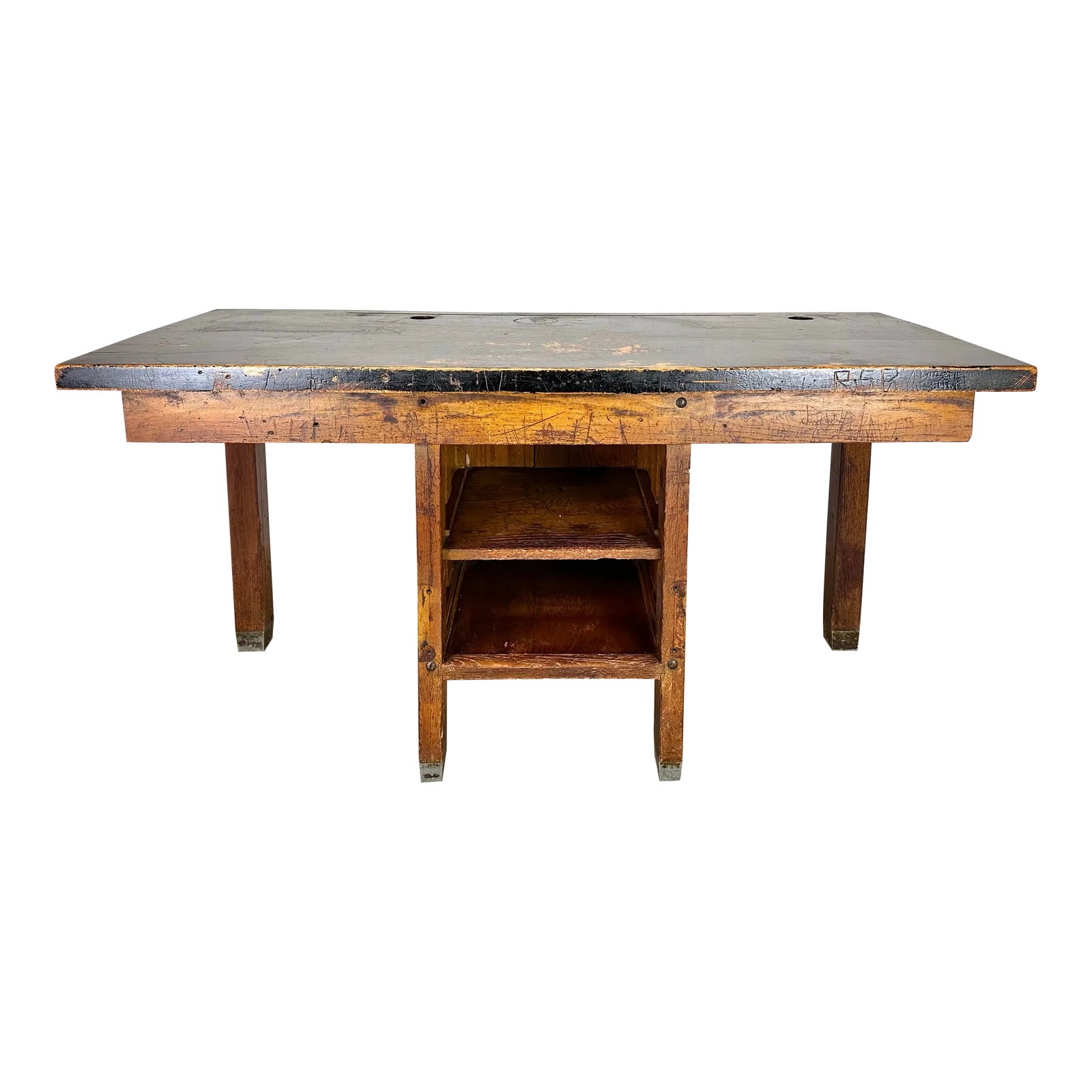 Early 20th Century Oak School Laboratory Table / Worktable / Desk ...