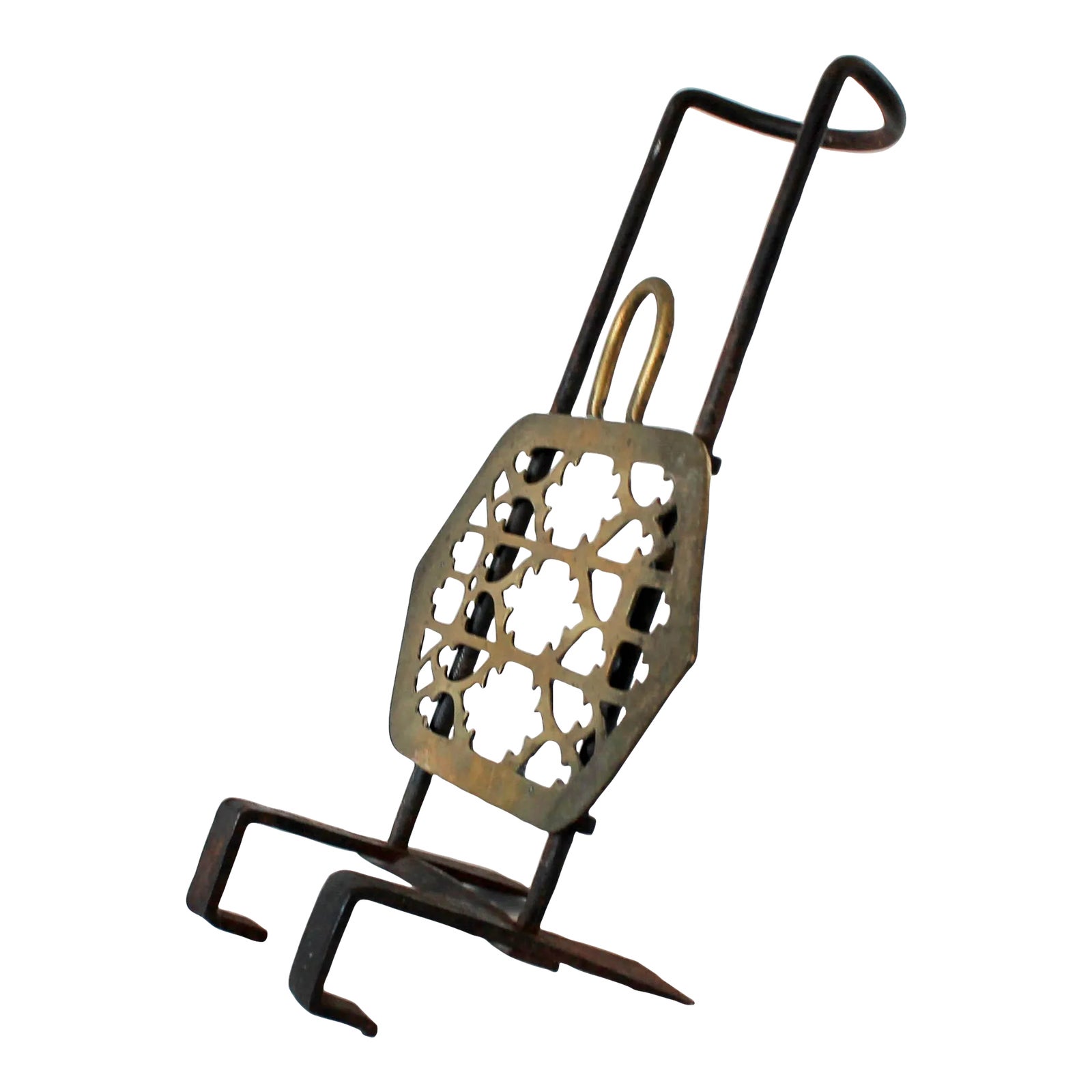 19th Century Brass & Wrought Iron Trivet | Chairish