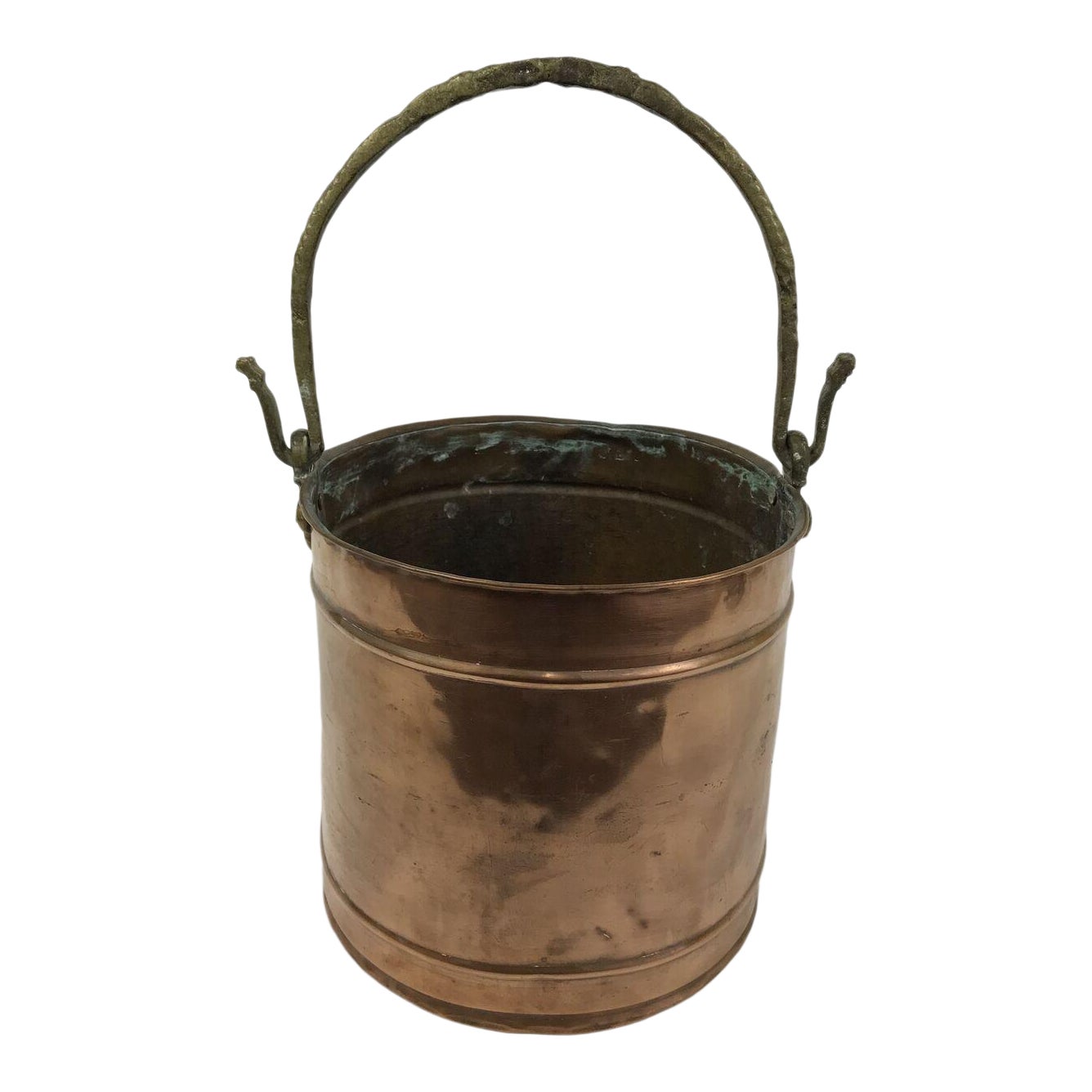 Vintage Rustic Primitive Country Copper Pail Bucket Cast Bronze Handle ...