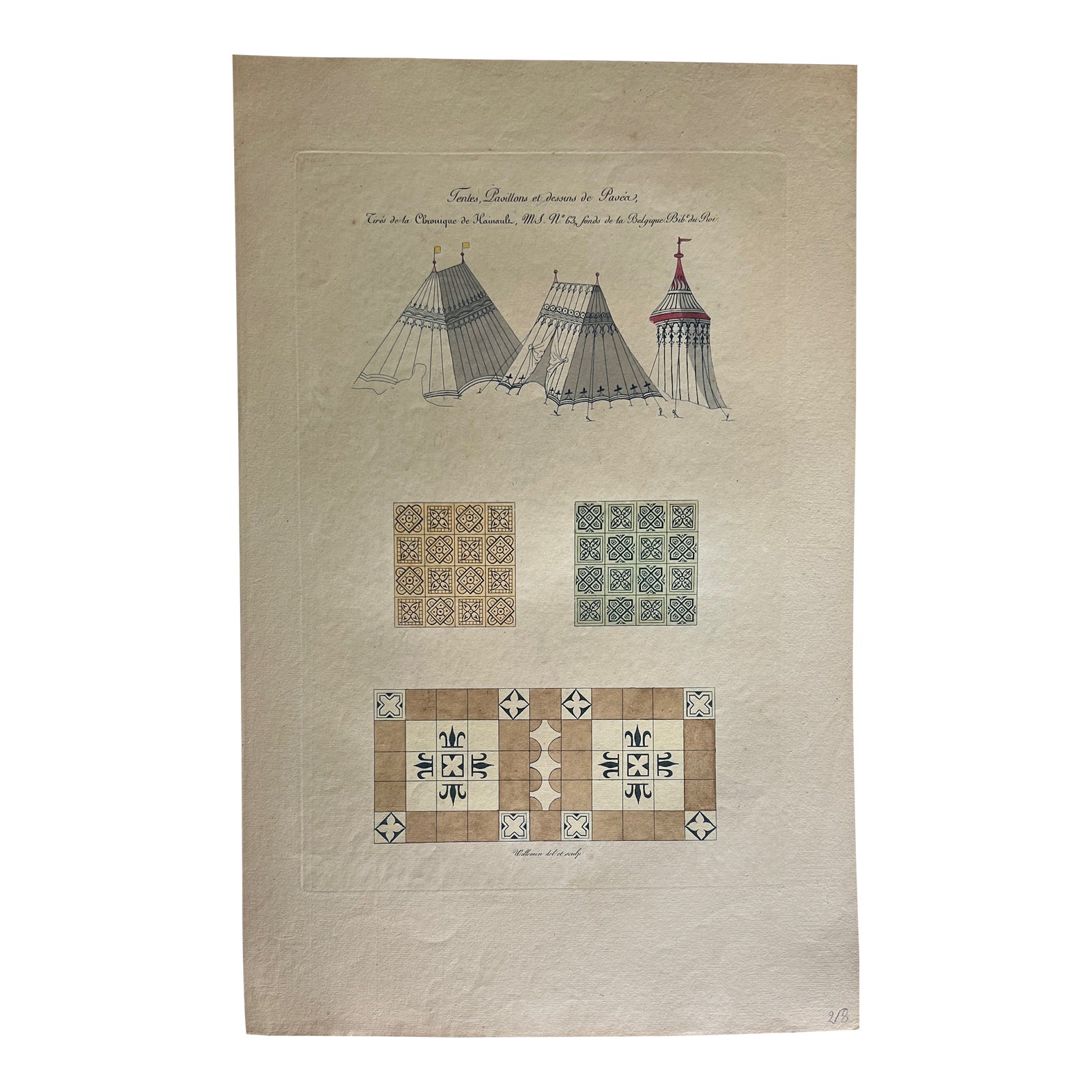Mid 19th Century Etching Reproduction of Historical Tents and ...