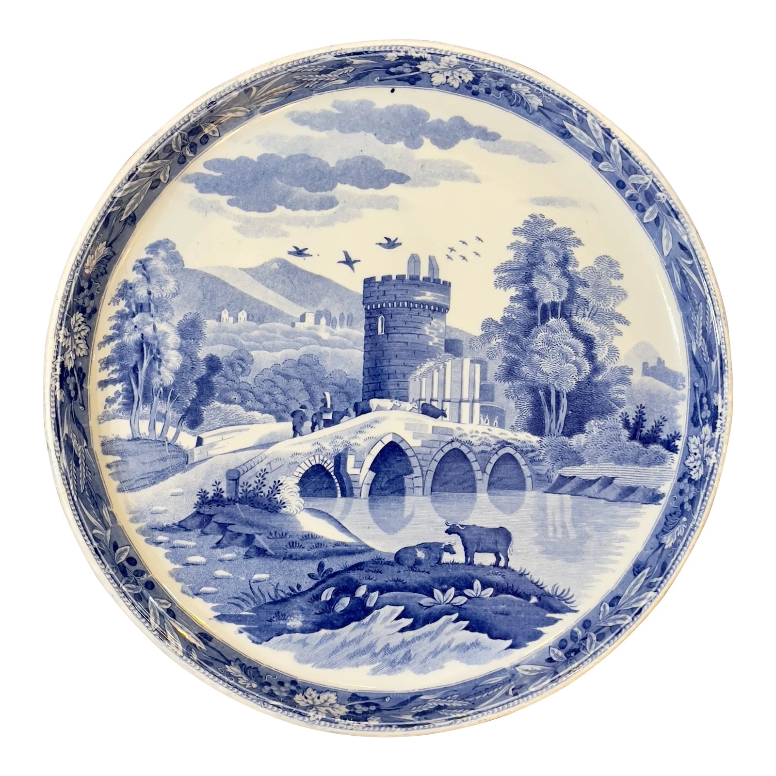 Early 19th Century Georgian Spode Blue White Transfer-Ware Tazza/Footed ...