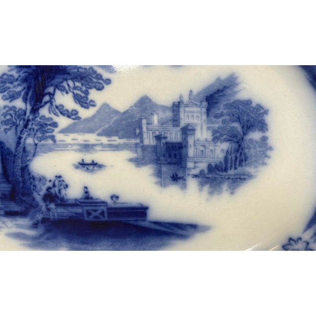Antique W H Grindley & Co Flow Blue Platter in the Lake Scene Shanghai ...