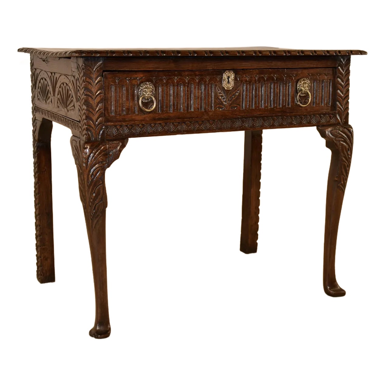 18th Century Irish Carved Oak Lowboy | Chairish