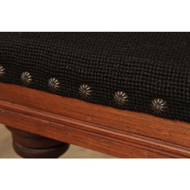 Antique Victorian Floral Needlepoint Foot Stool | Chairish