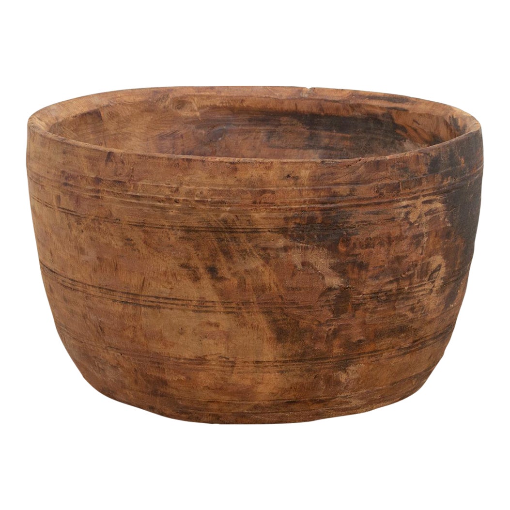 Rimmed Vintage Textured Naga Rice Bowl | Chairish