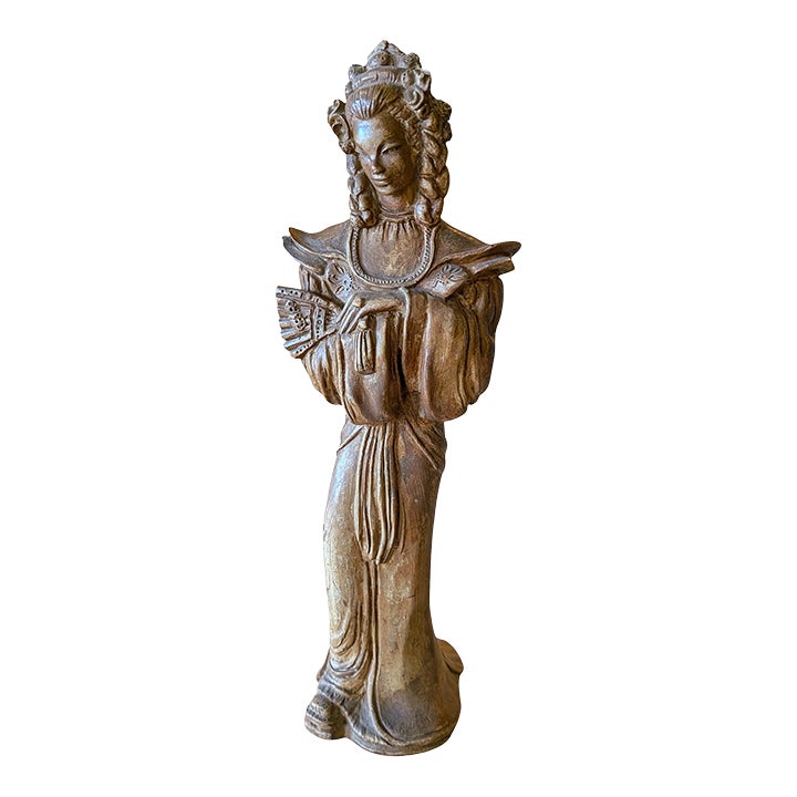 Early 20th Century Asian Lady Cast Plaster Figurine Kwan Yin ...
