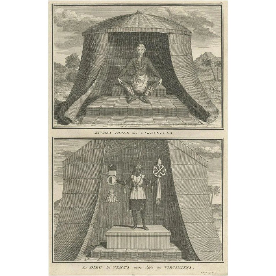 Picart, Idols of Secotam Village in Virginia / North Carolina, 1721 ...