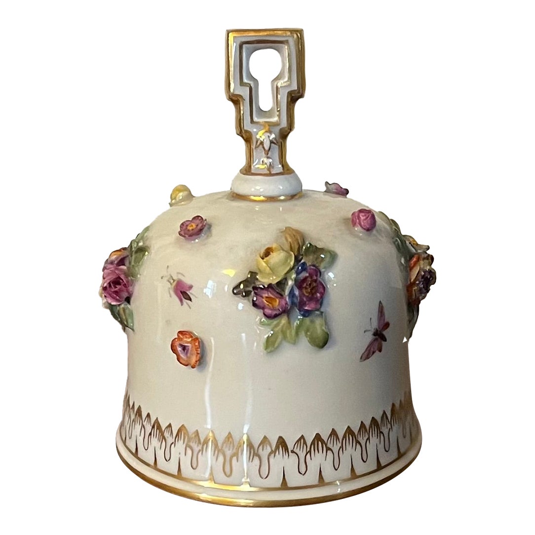 Antique 19th Century Meissen Porcelain Table Bell With Applied Flowers ...