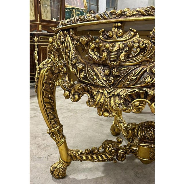 Gold Medium Table Marble Topped French Style | Chairish