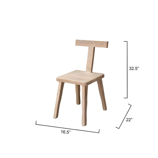 Parlor "T Back" Chair in White Bleach | Chairish