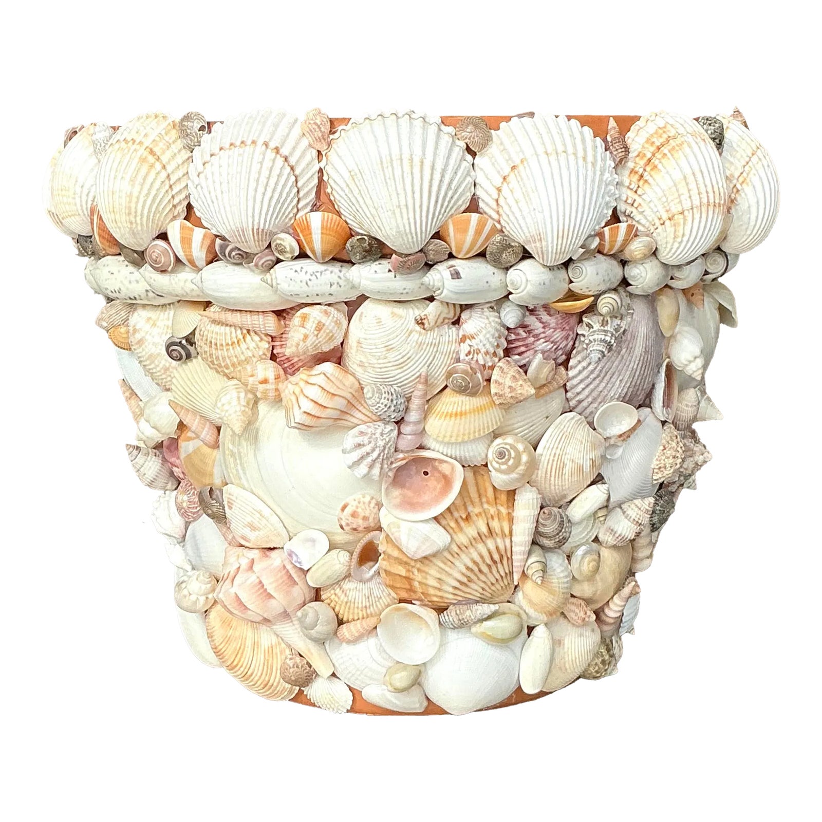 Coastal Shell Encrusted Planter | Chairish