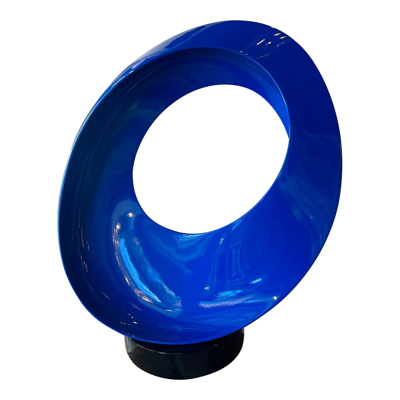 Vintage Blue Lacquered Modern Freeform Abstract Wave Round Statue ...