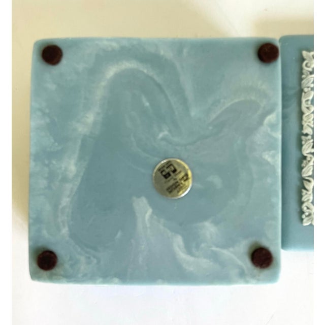 Vintage Unicorn Incolay Blue and White Lidded Trinket Catchall Box ...