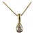 14 Karat Yellow Gold Pear Shaped Bezel Set Diamond Solitaire Necklace ...