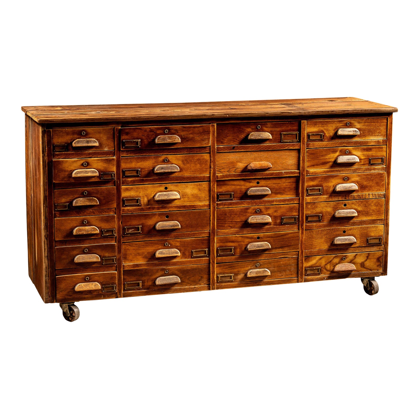 Early 20th Century Antique Wheeled Chest of Workshop Drawers | Chairish