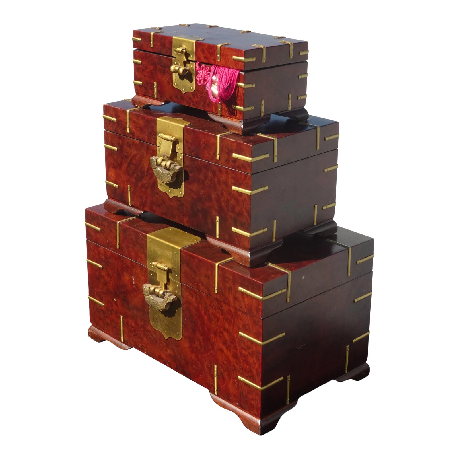 Set of Three Vintage Oriental Asian Jewelry Storage Boxes French ...