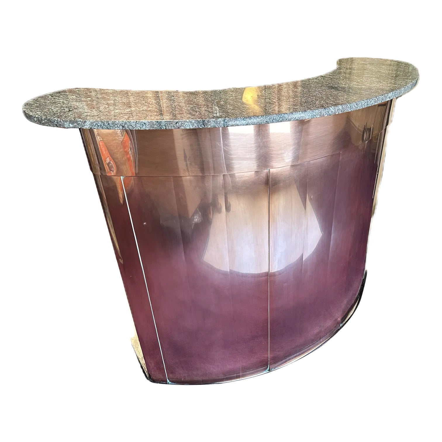 Late 20th Century Hollywood Regency Style Custom Copper Wrapped Granite Topped Reception Desk