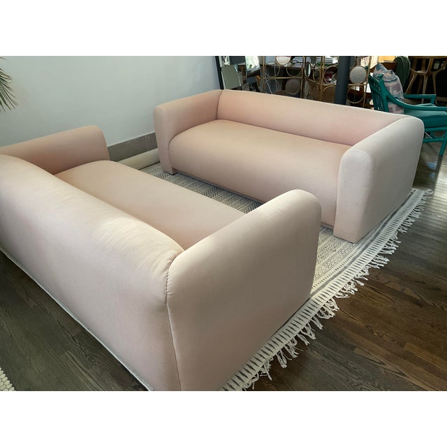 Pair of Contemporary Sofas in Pink | Chairish