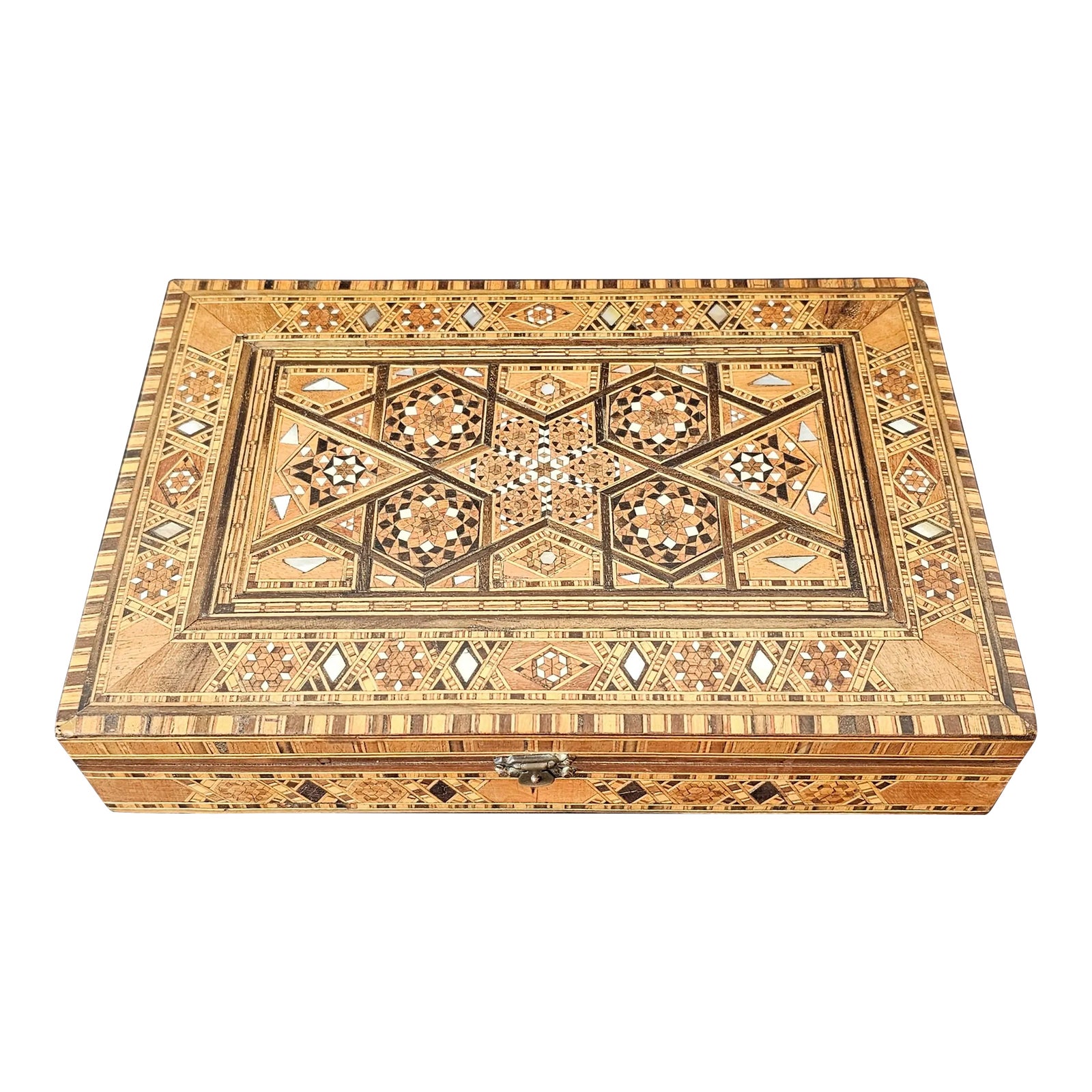 Vintage Middle Eastern Syrian Damascus Arabesque Mosaic Marquetry ...