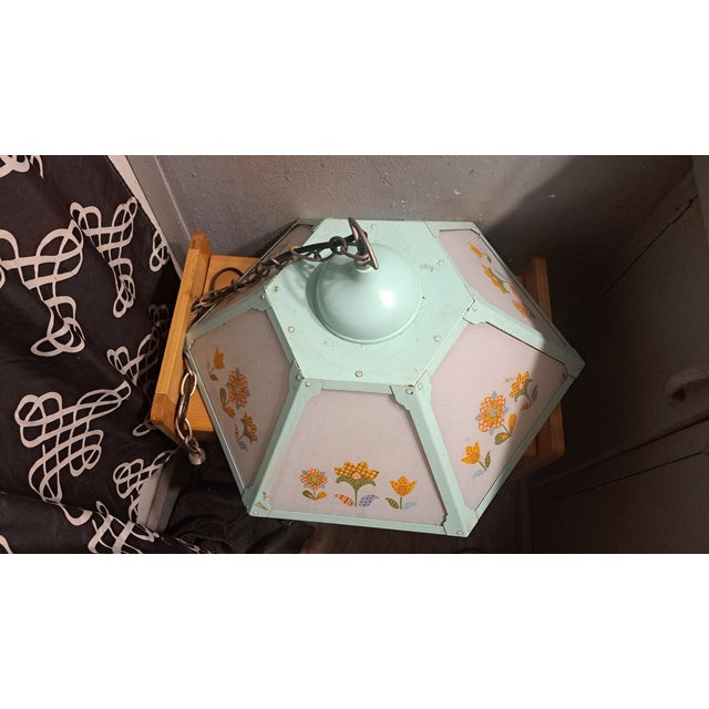 Vintage 1960s Hanging Kitchen Glass Panels Light Fixture 6 Glass Panels ...