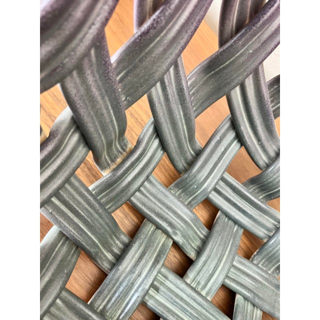 Large Vintage Ceramic Basket-Weaved Bowl | Chairish