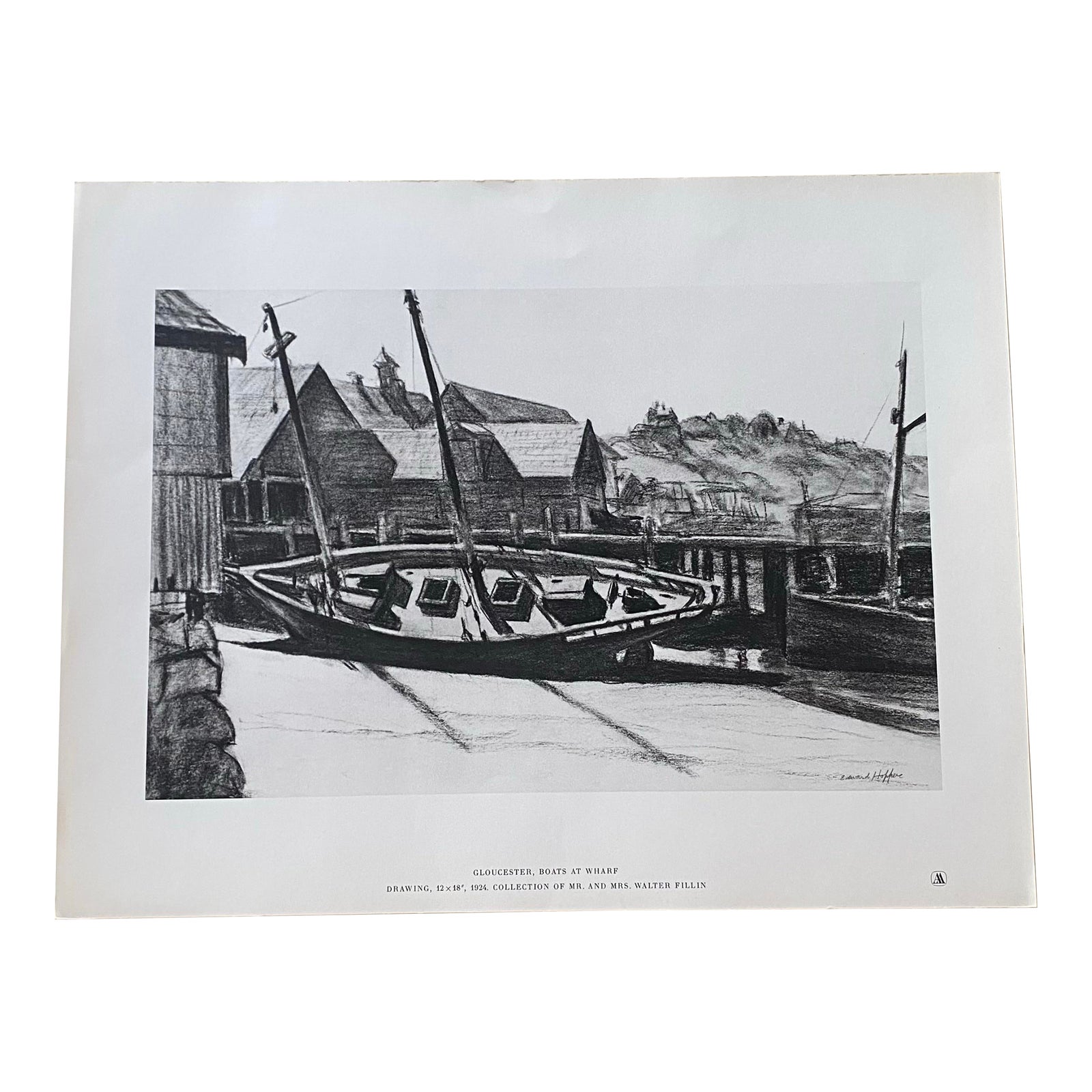 Edward Hopper, Gloucester Boats at Wharf, Vintage Print | Chairish