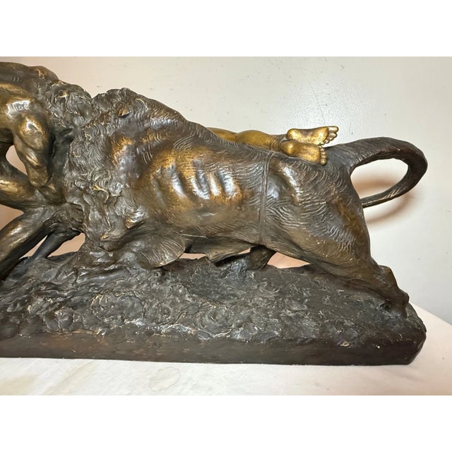 Huge Antique R Aurili Italian Hercules Bull Lady Bronze Patinated ...