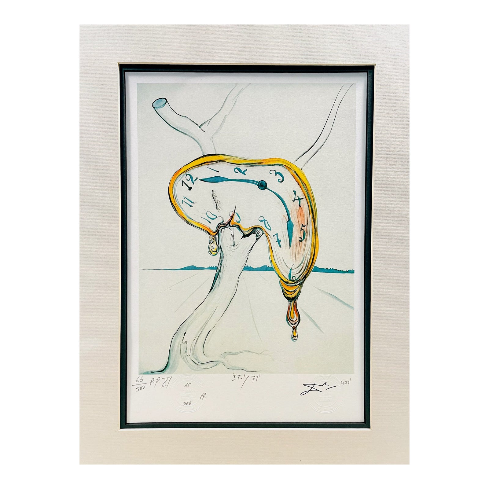 1970s Melting Clock Surrealist Abstract Lithograph Attribute Salvador ...