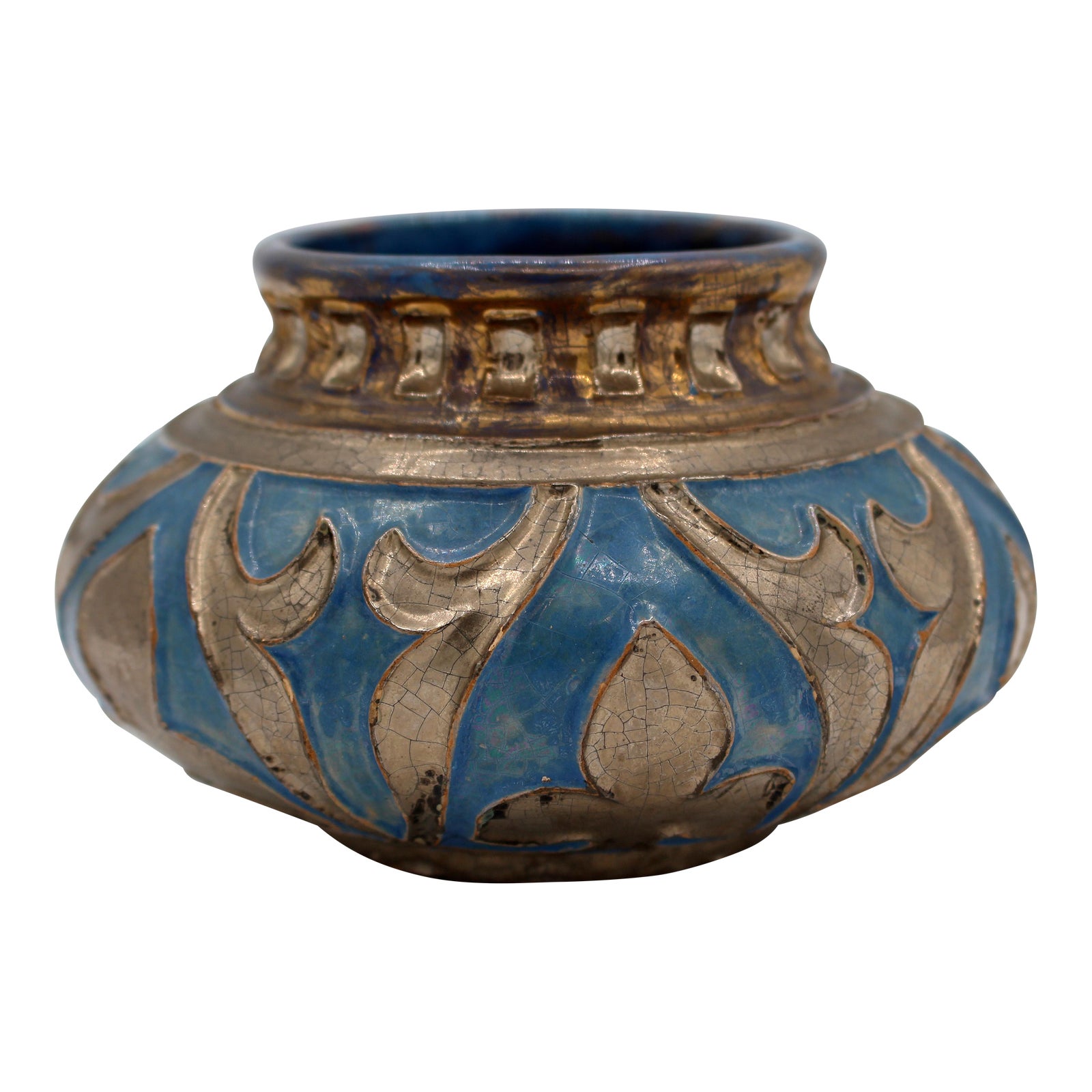 Circa 1920s Pottery Low Vase by Daniel Zuloaga Boneta | Chairish