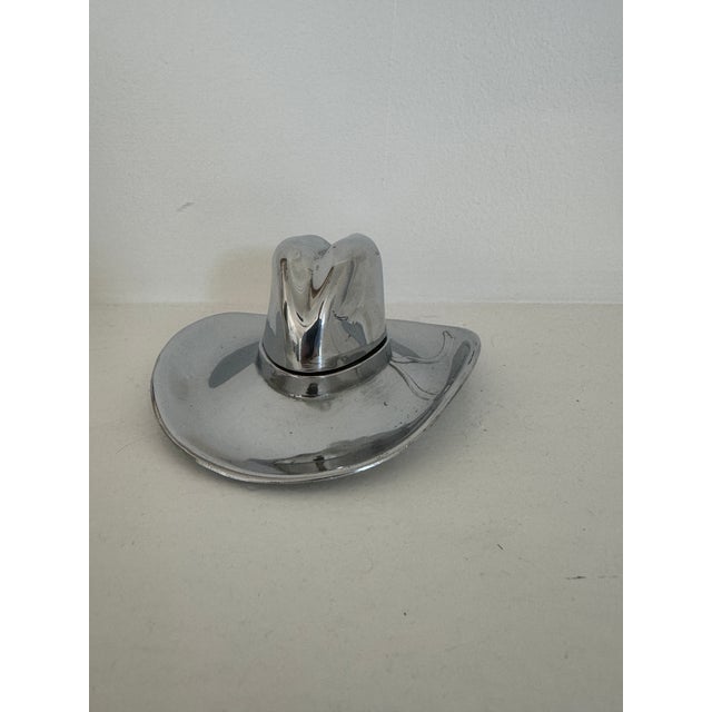 1980s Cowboy Hat Chrome Table Lighter | Chairish
