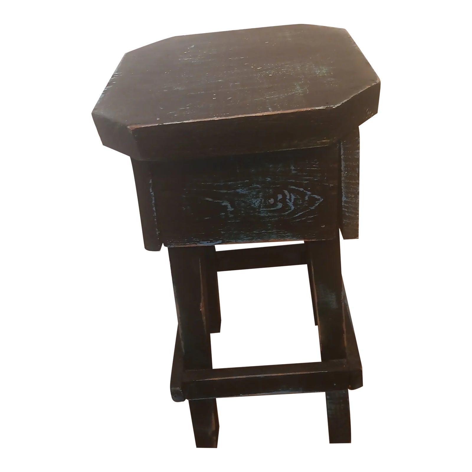 Handmade 19th Century Apron Draped Solid Oak Artist Stool | Chairish
