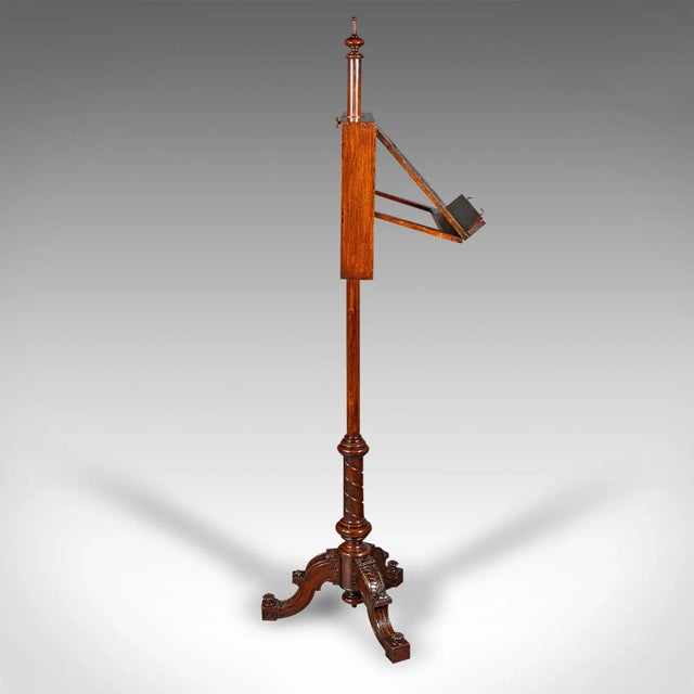 1880s Tall Antique Victorian Oak Music Stand | Chairish