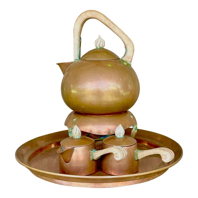 Vintage j.c. Moore Copper Tea Set- 5 Pieces | Chairish