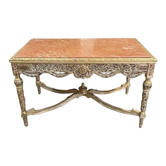 1950s French Baroque Coffee Table with Gold Leaf | Chairish