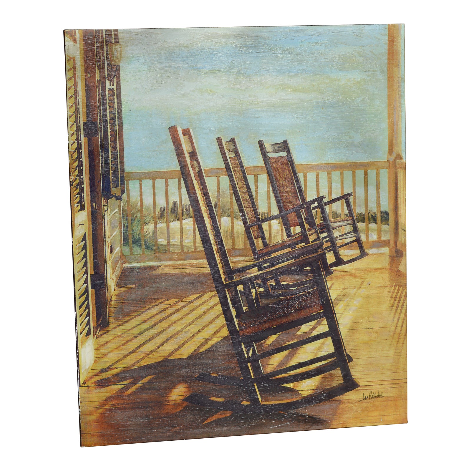 Lee Reynolds Cathy's Porch Large Canvas Painting Rocking Chairs - Ocean ...