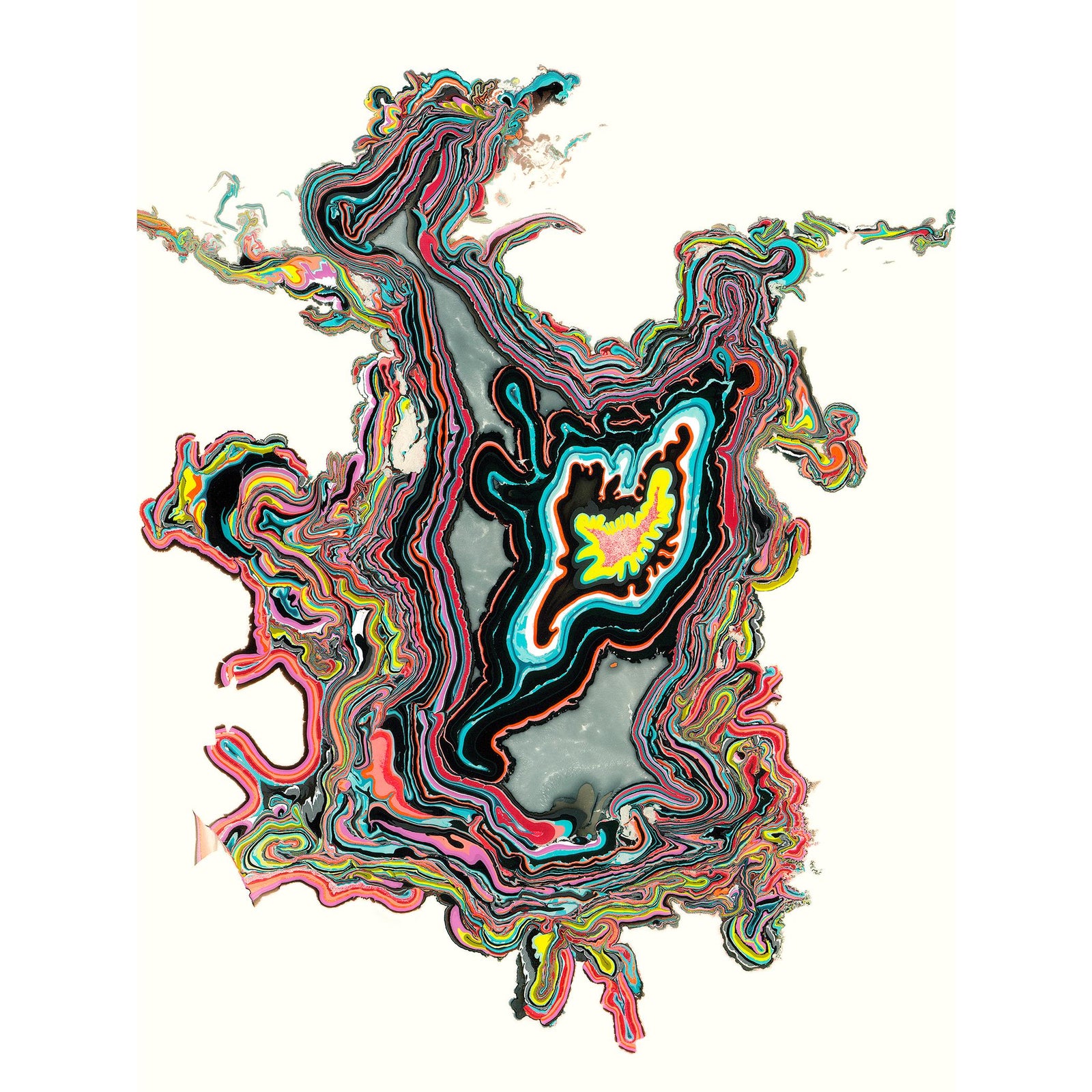 ”Blue Amoeba” Contemporary Marbling Giclee Print by Pernille Snedker ...