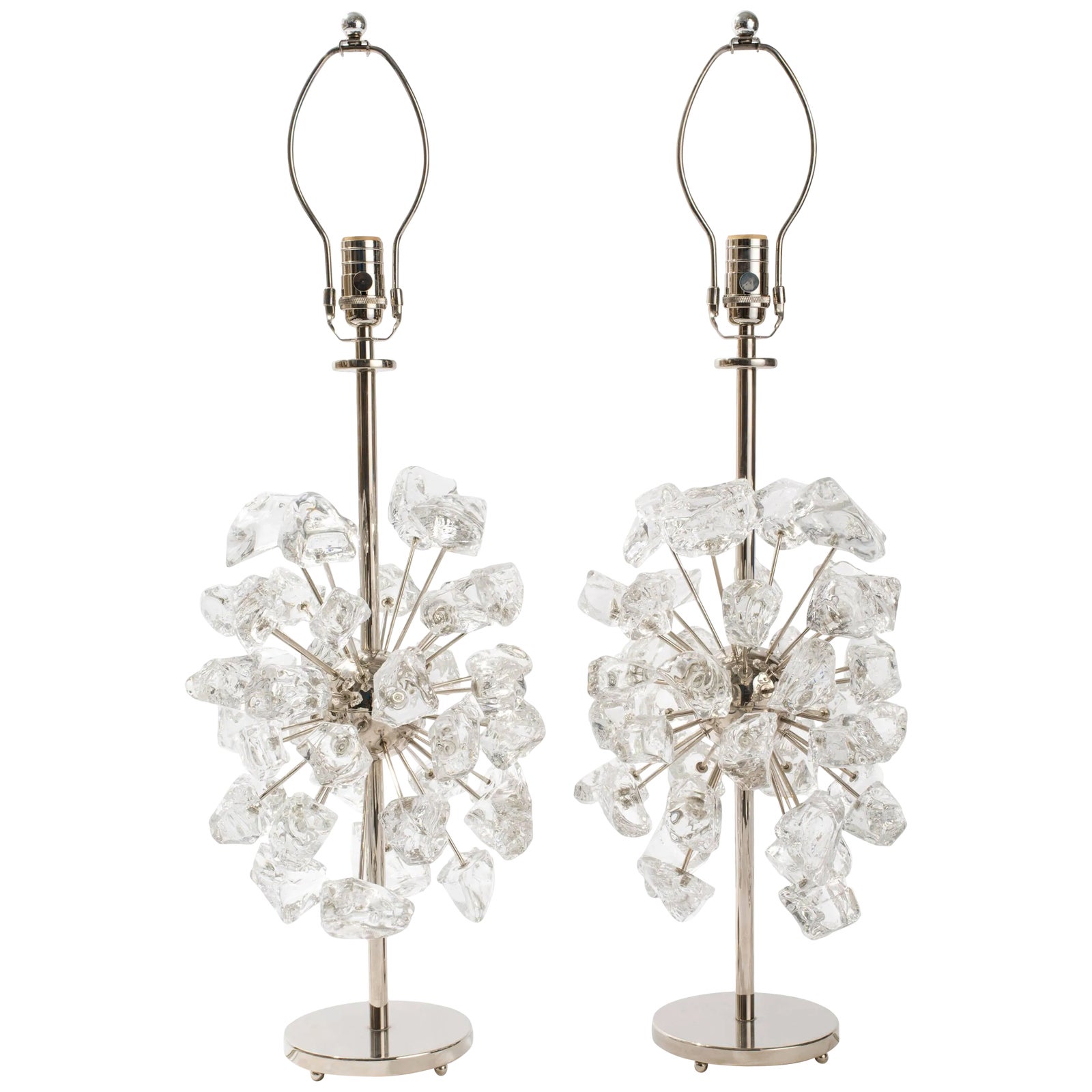 Expansion Clear Glass Rocks Lamps - a Pair | Chairish