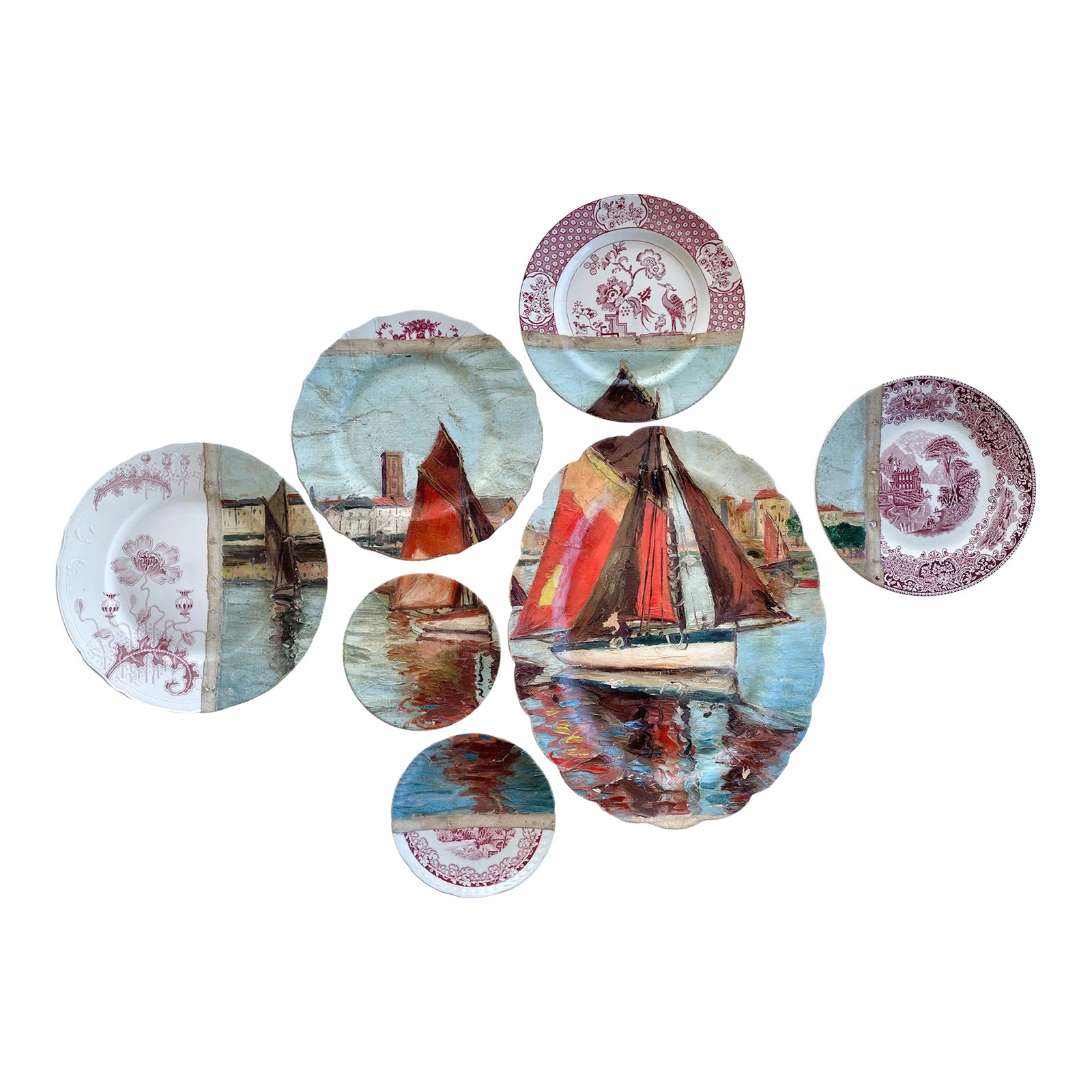 "The Red Sail" - One of a Kind Wall Art Composition of Decorative ...